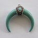 2 Crescent Moon Double Horn Rhinestone Charm Pendants Resin Blue Tone ...