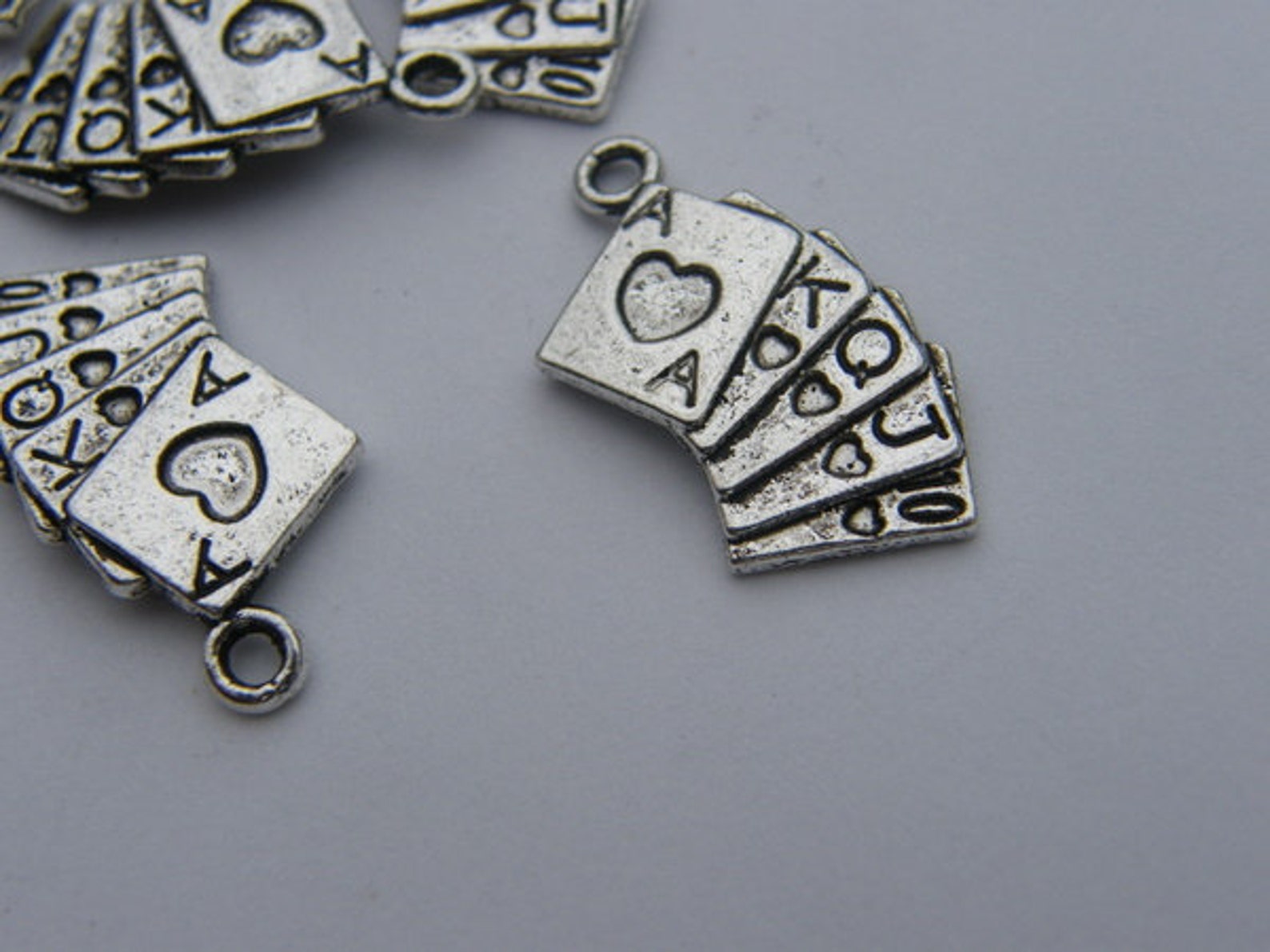 8 Poker Playing Card Charms Antique Silver Tone P280 - Etsy
