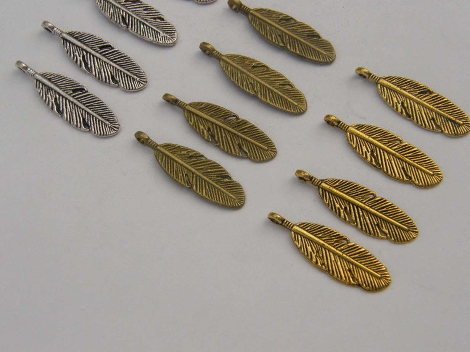 The Feather Collection 12 Silver Bronze and Gold Tone - Etsy