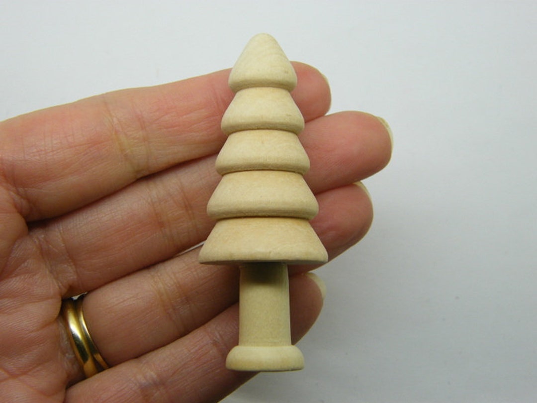 2 Christmas Fir Tree Embellishment Miniature Natural Wood 64 X - Etsy