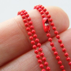 2 Red Ball Chain Necklaces FS301 - Etsy