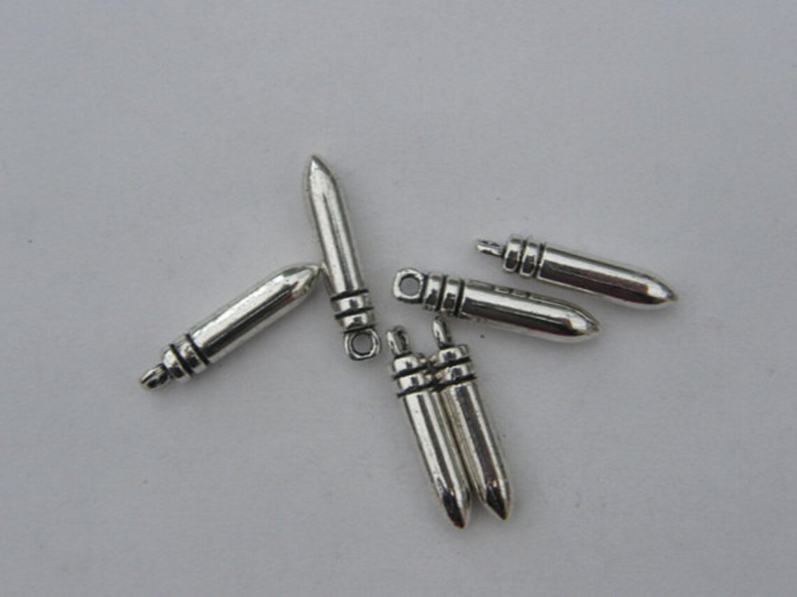 BULK 50 Bullet Charms Antique Silver Tone G44 - Etsy