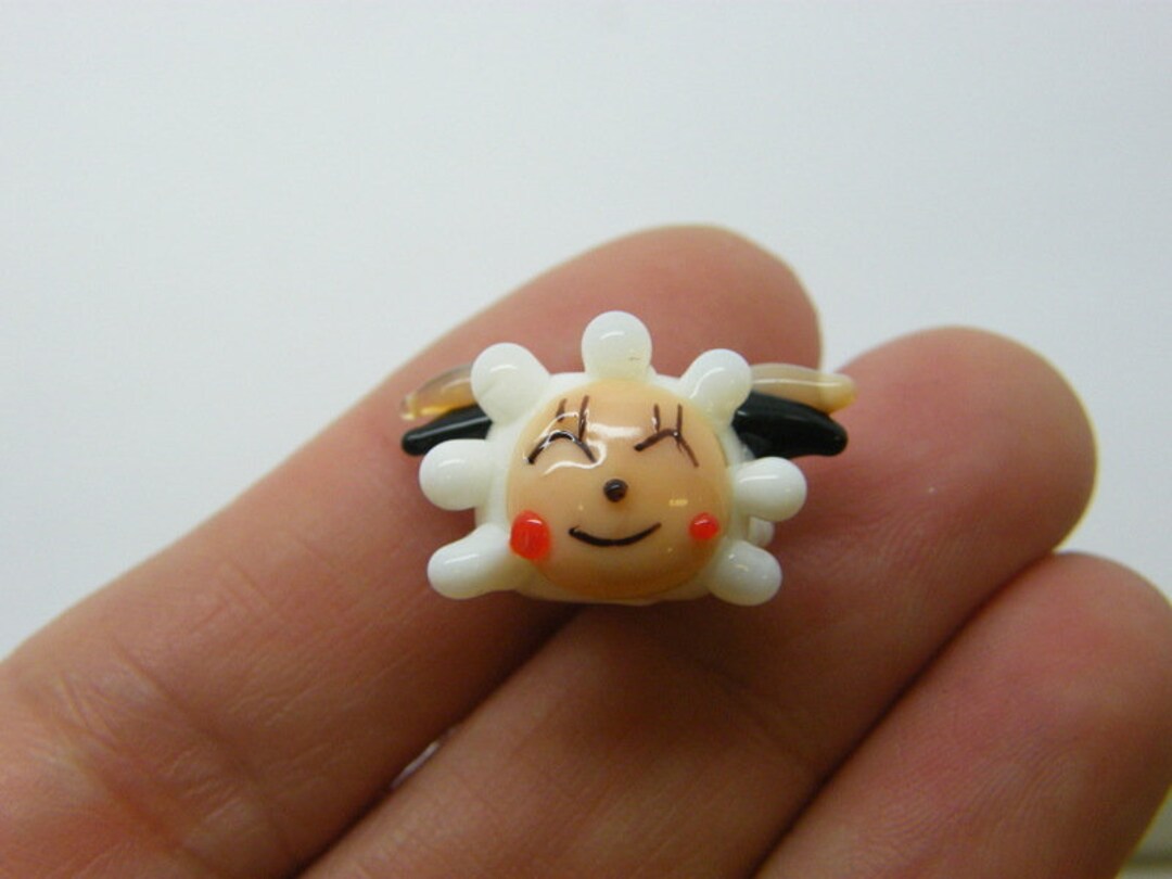 2 Sheep Lamb Beads Handmade Lamp Work Glass A1309 - Etsy