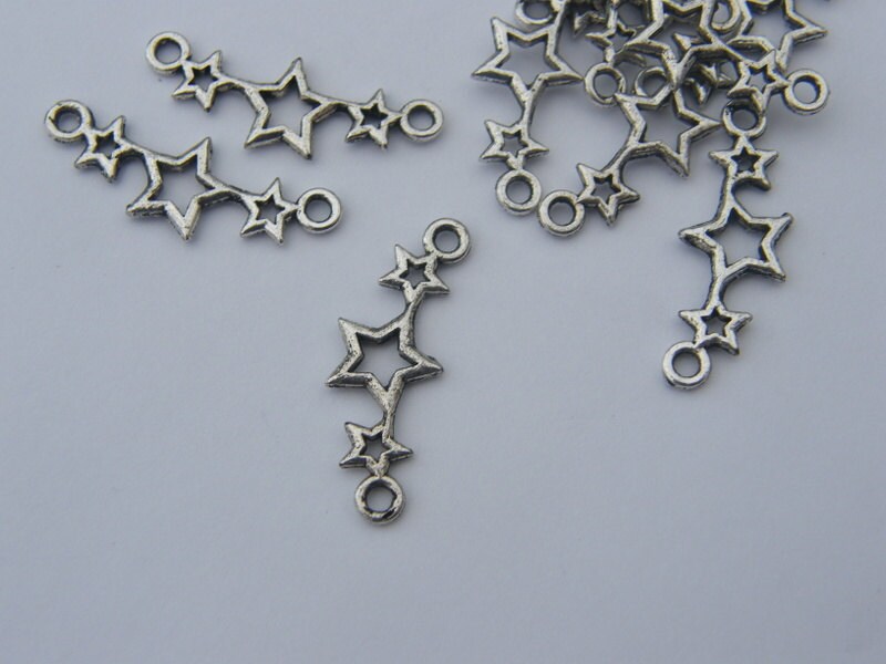 10 Star Connectors Antique Silver Tone S16 - Etsy