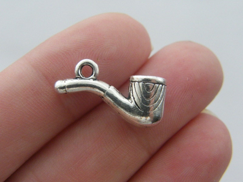 8 Pipe Charms Antique Silver Tone P44 - Etsy