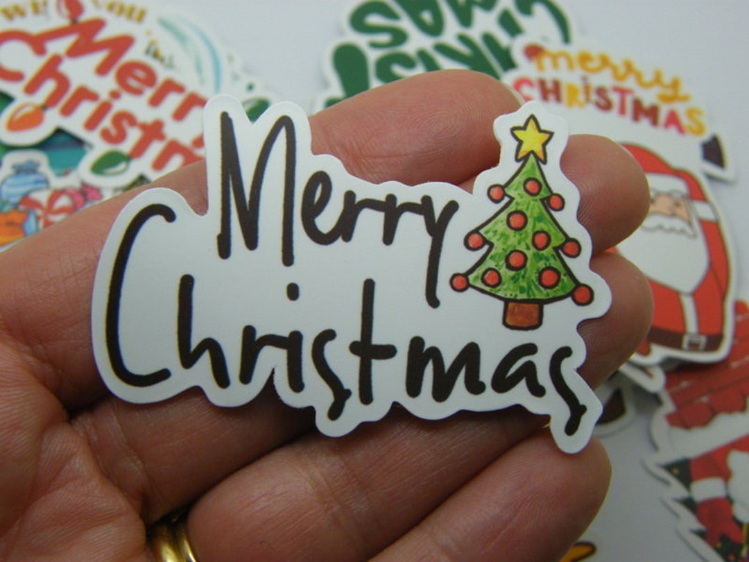 50 Christmas Themed Stickers Random Mixed Paper 187 - Etsy