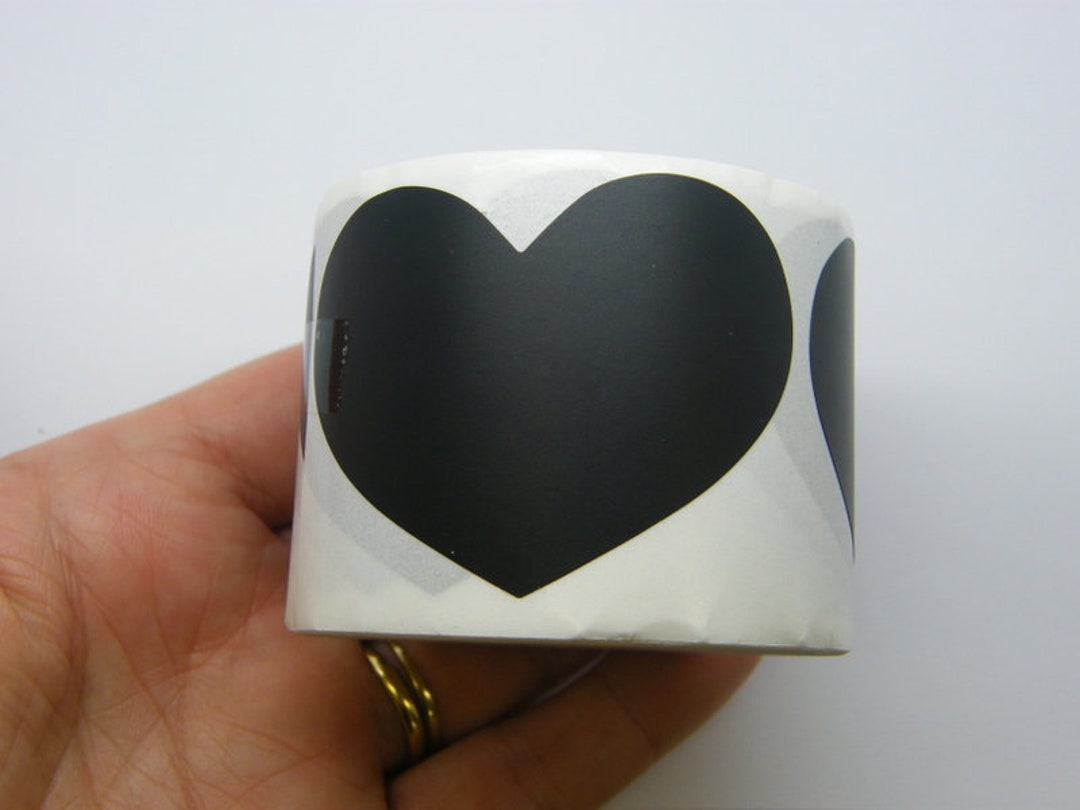 1 Roll 150 Black Heart Stickers 41 X 60mm - Etsy