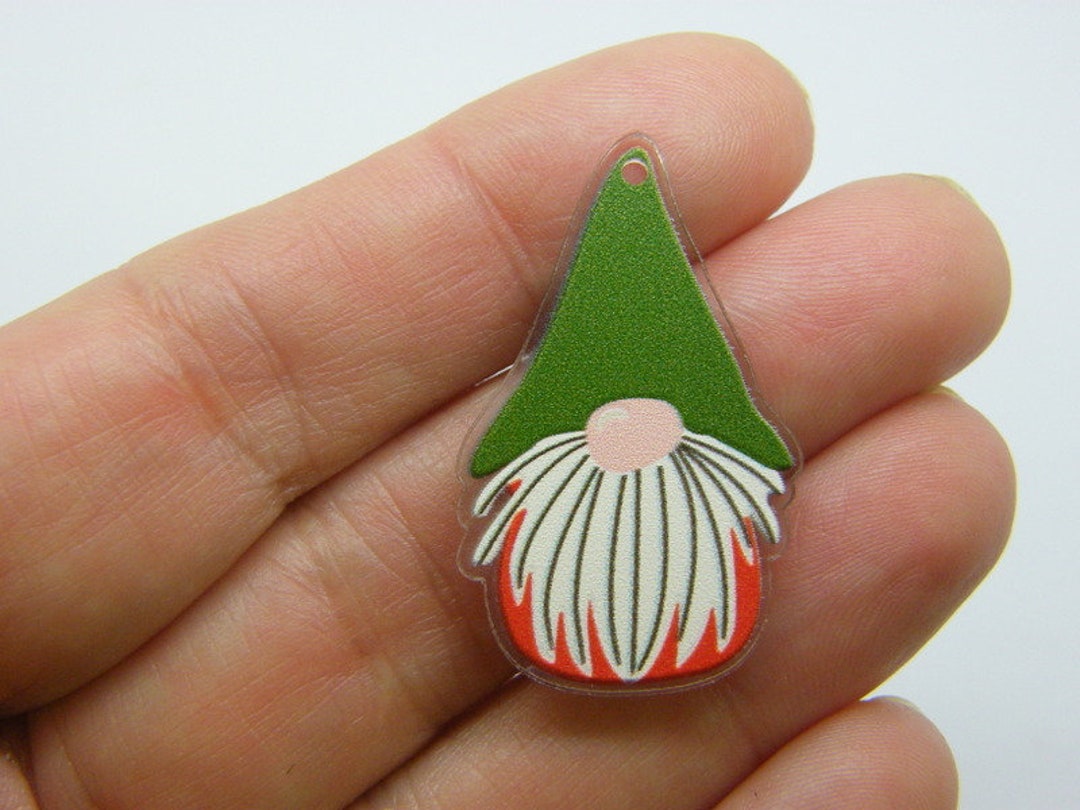 2 Gnome Dwarf Christmas Pendants Acrylic CT419 - Etsy