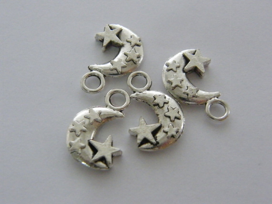 BULK 50 Moon Star Charms Antique Silver Tone M13 - Etsy