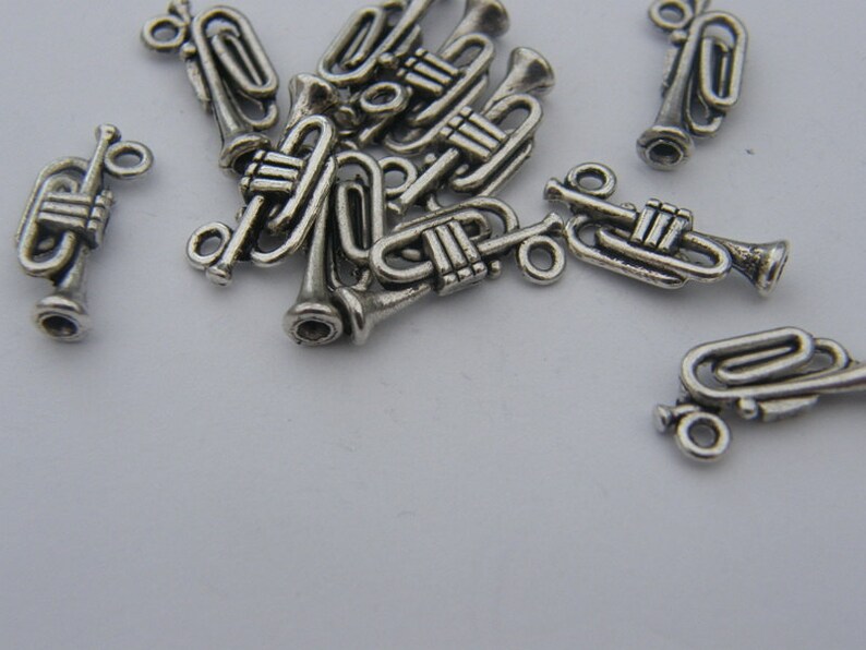BULK 50 Trumpet charms antique silver tone MN34 SALE 50% OFF | Etsy