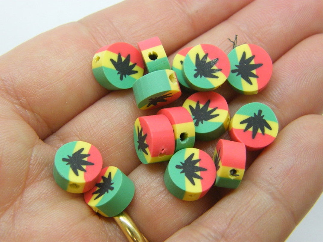 30 Weed Reggae Beads Black Red Green Yellow Polymer Clay L331 - Etsy