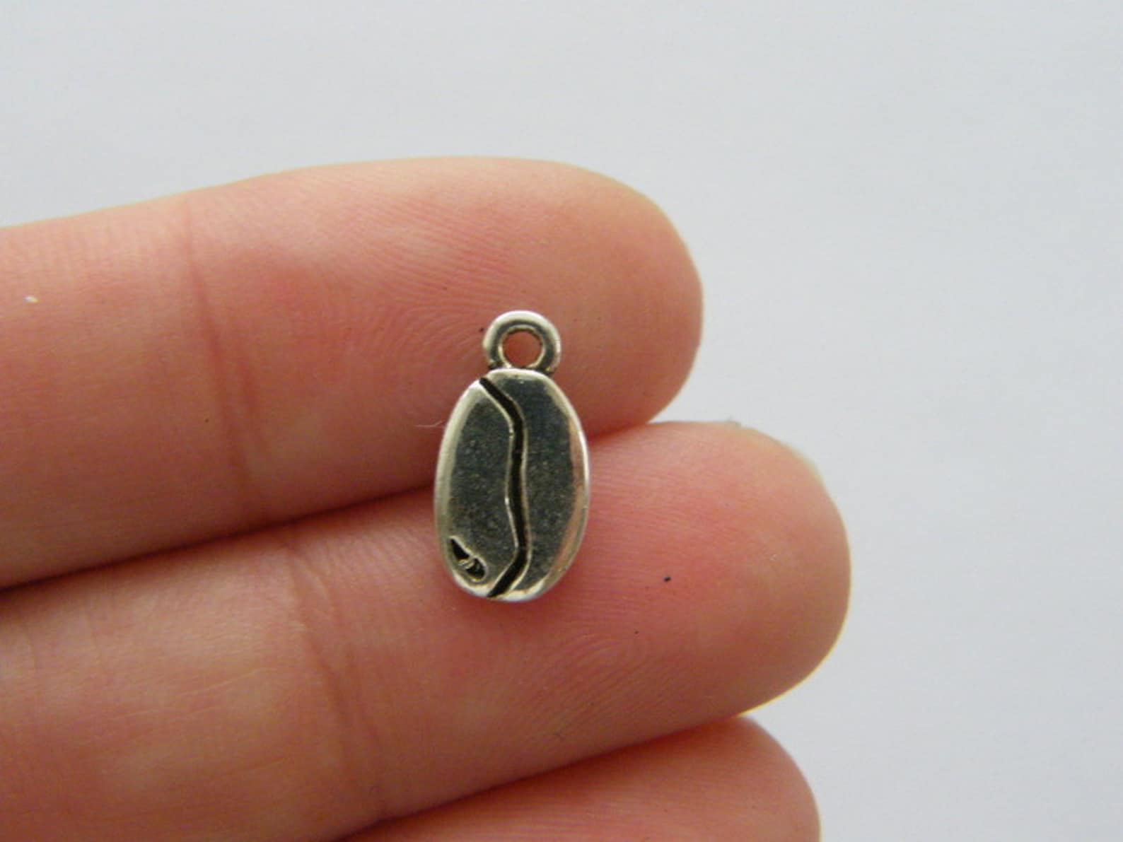 12 Coffee Bean Charms Antique Silver Tone FD347 - Etsy