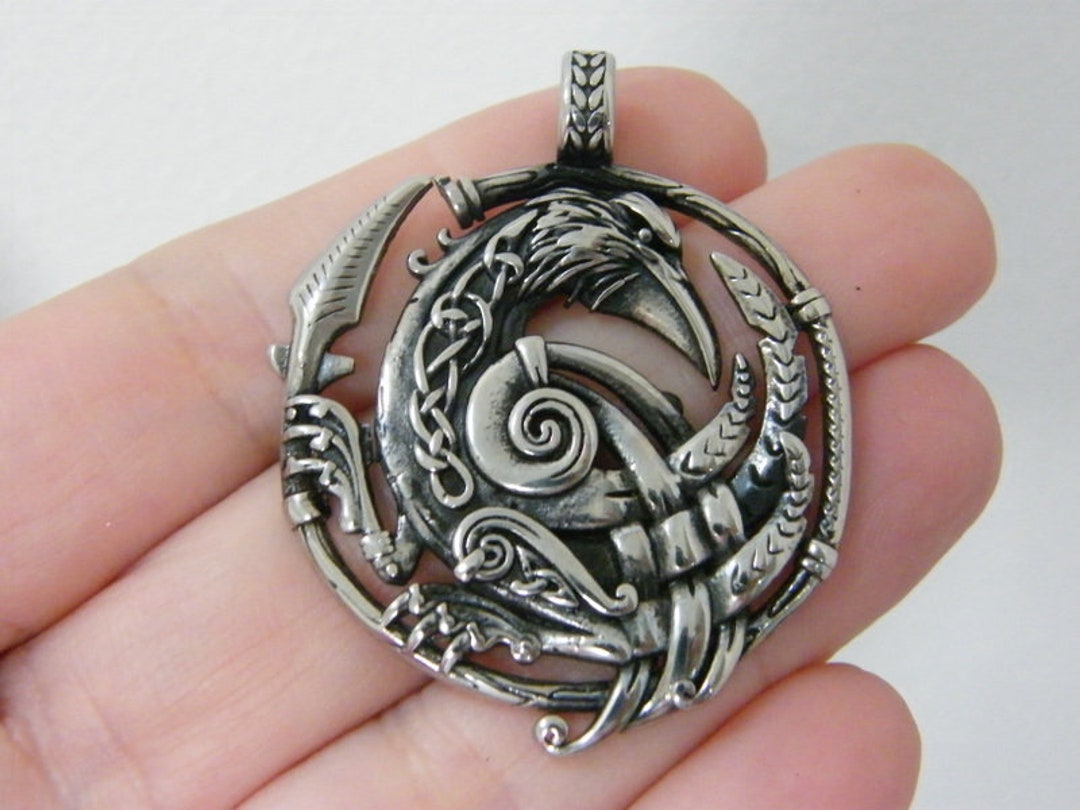 1 Crow Raven Celtic Knot Pendant Silver Stainless Steel B332 - Etsy