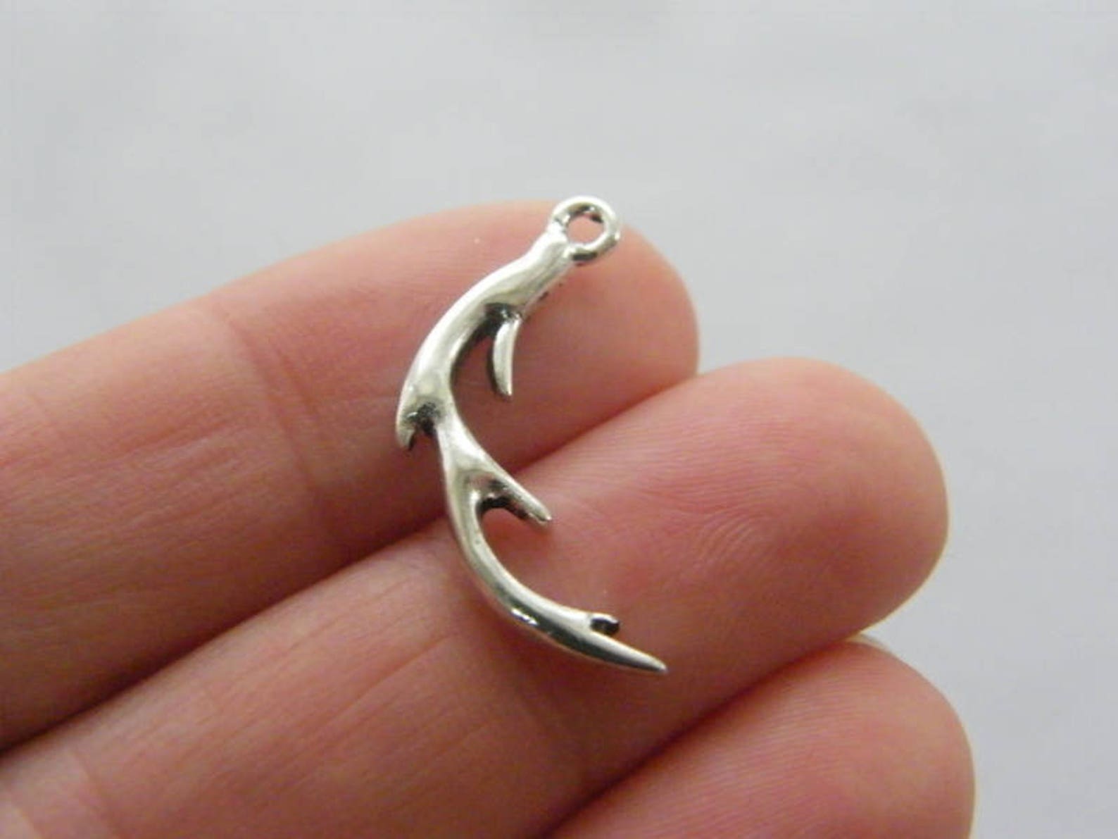 BULK 50 Antler Charms Antique Silver Tone A755 | Etsy