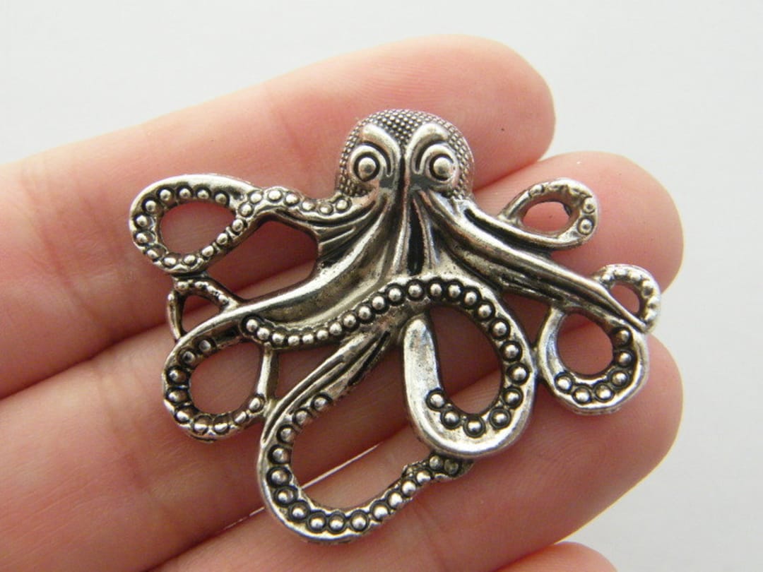 2 Octopus Connector Charms Antique Silver Tone FF252 - Etsy