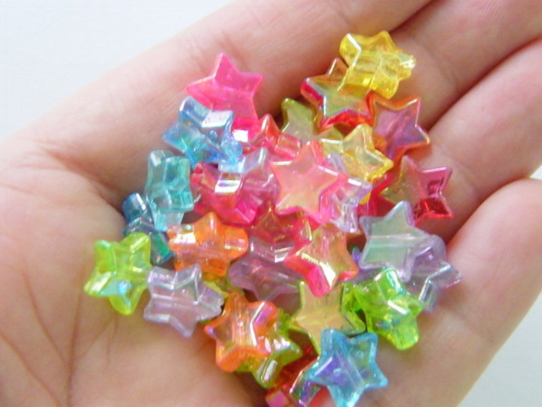 100 Star Beads Random Mixed Transparent AB Acrylic S140 - Etsy