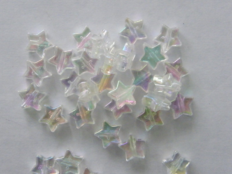 100 Star Beads Clear AB Transparent Acrylic AB81 | Etsy