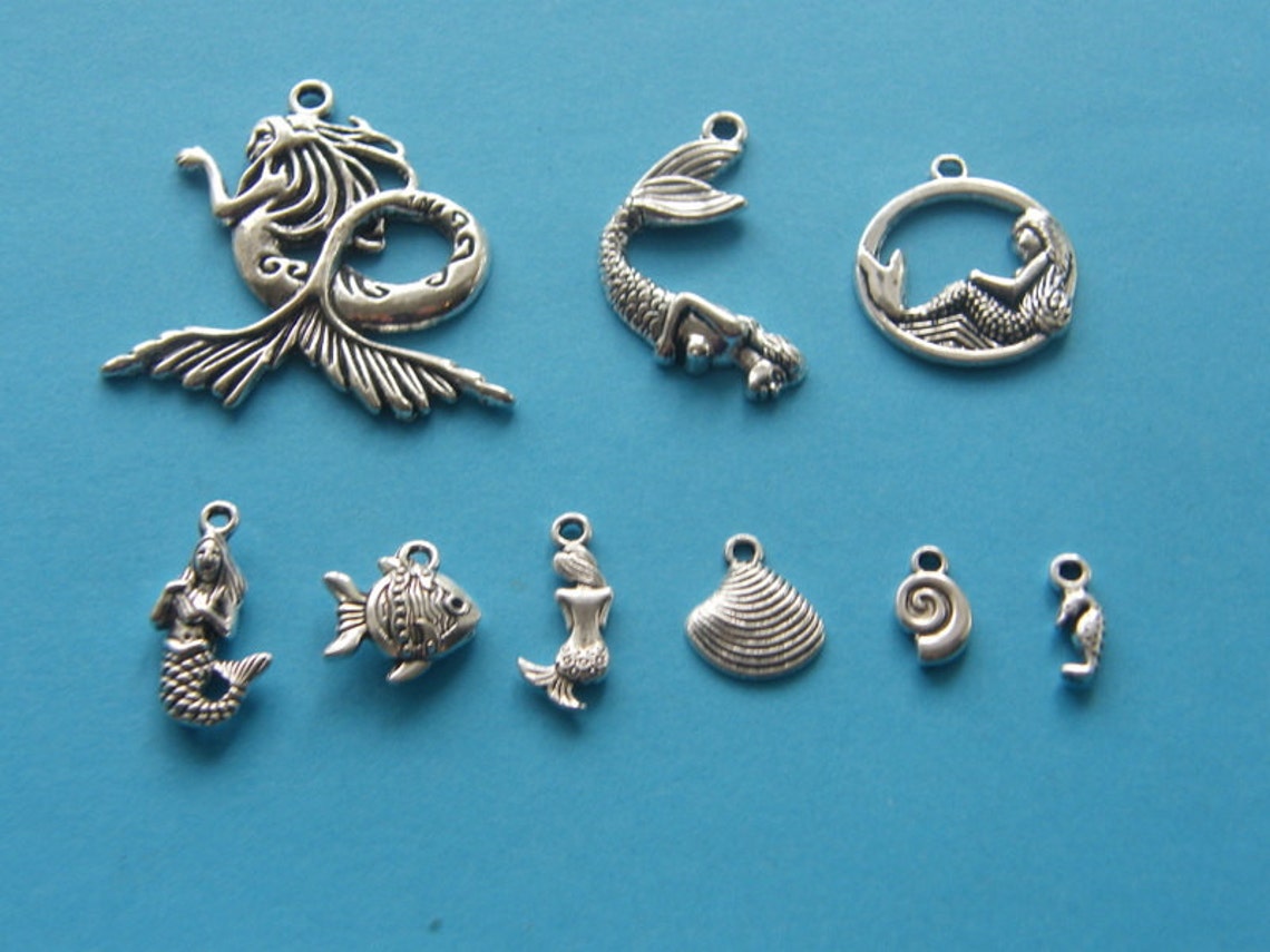 The Big Mermaid Collection 9 Different Antique Silver Tone - Etsy
