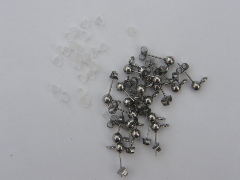 20 Earring Posts With Loops and Butterfly and Stoppers 17 X - Etsy