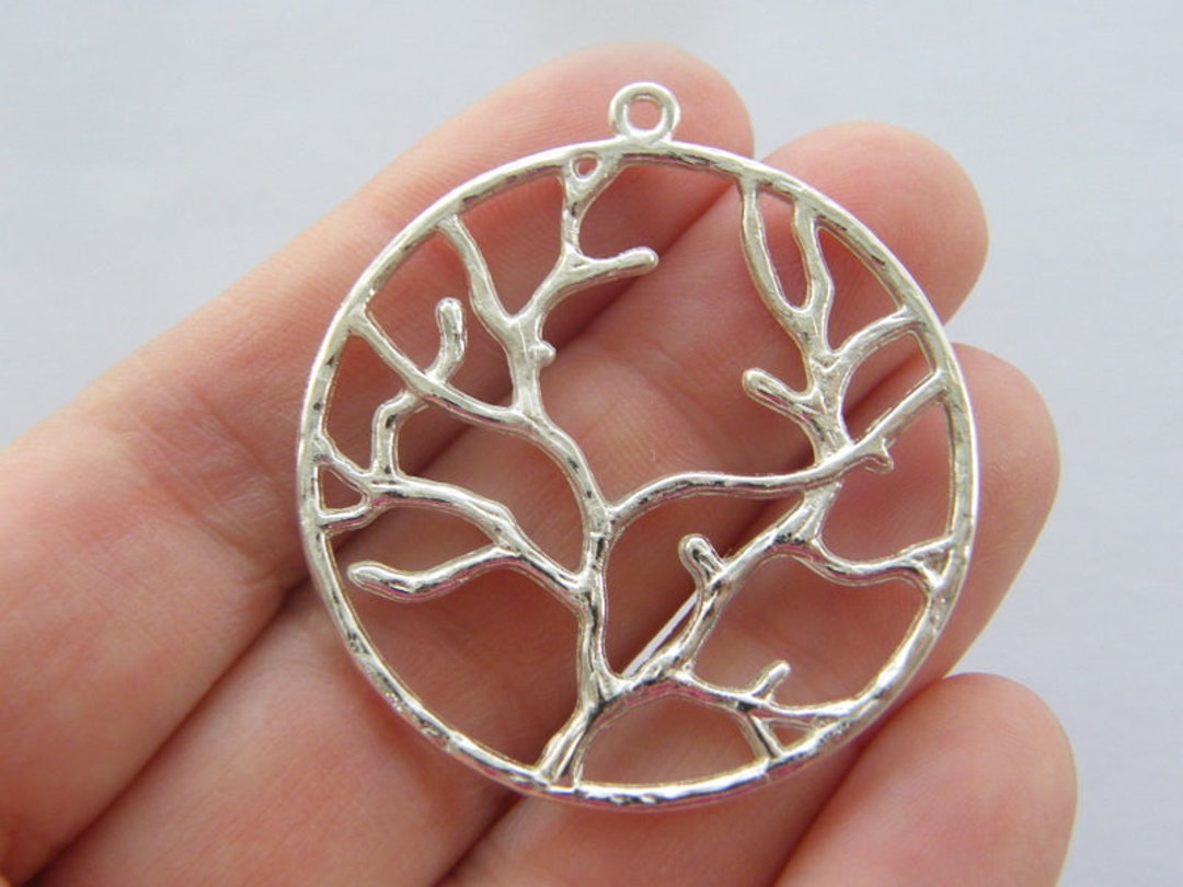 4 Tree Pendant Silver Plated Tone T53 SALE 50% OFF - Etsy
