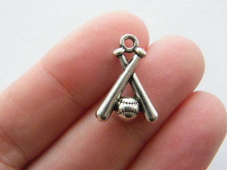 BULK 50 Baseball Bat and Ball Charms Antique Silver Tone SP28 - SALE 50 ...