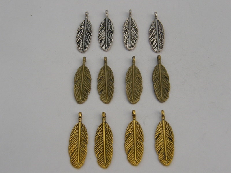 The Feather Collection 12 Silver Bronze and Gold Tone - Etsy