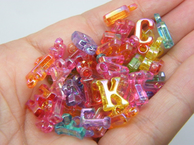 100 Acrylic Alphabet Letter RANDOM Transparent AB Charms - Etsy