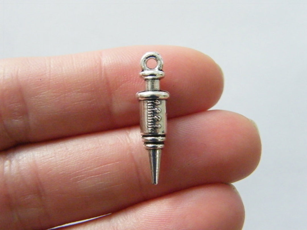 4 Syringe Injection Charms Antique Silver Tone MD44 - Etsy