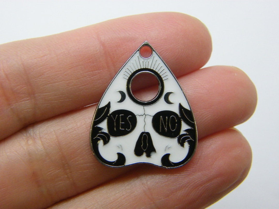 2 Ouija Board Planchette Pendants Black White Silver Tone HC1108 - Etsy