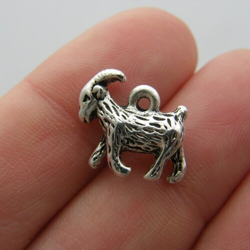 4 Goat Charms Antique Silver Tone A155 | Etsy