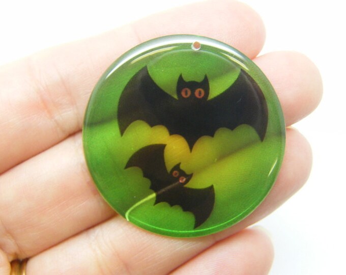 4 Bats Halloween Pendants Transparent Green Black Resin HC779 - Etsy