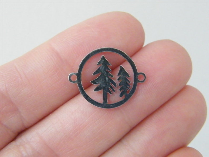 2 Fir Trees Connector Charms Stainless Steel T54 | Etsy