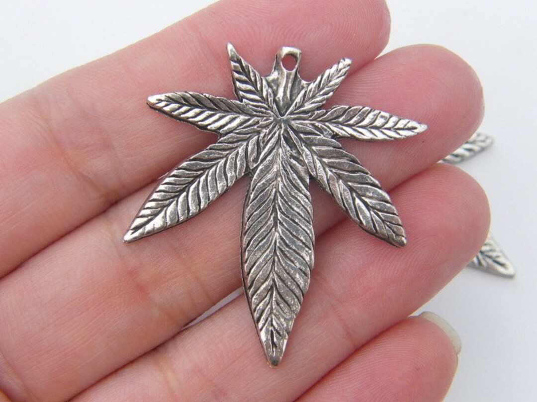 4 Marijuana Weed Leaf Charms Antique Silver Tone L23 - Etsy