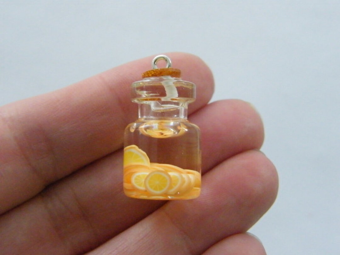 4 Orange Slice Glass Bottle Charms Glass Resin FD117 - Etsy