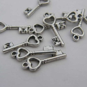 10 Key Charms Antique Silver Tone K1 - Etsy