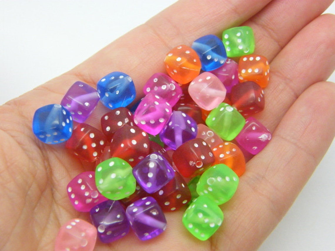 100 Acrylic Random Mixed Dice Beads AB17 - Etsy