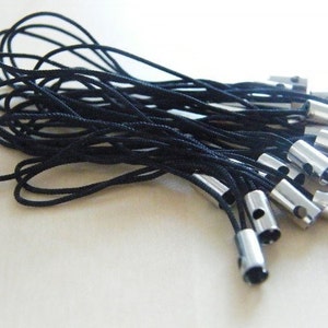 20 Cell Phone Straps or Cords 50mm Black and Silver - Etsy