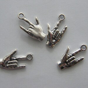 8 Hand I Love You Symbol Charms Antique Silver Tone M244 - Etsy