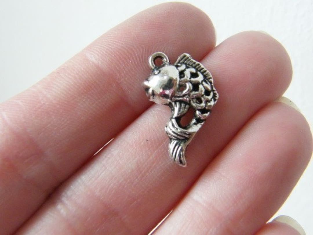 10 Fish Charms Antique Silver Tone FF29 - Etsy