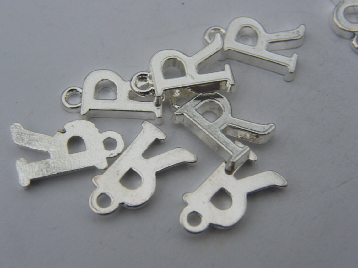 8 Letter R Alphabet Charms Silver Plated - Etsy