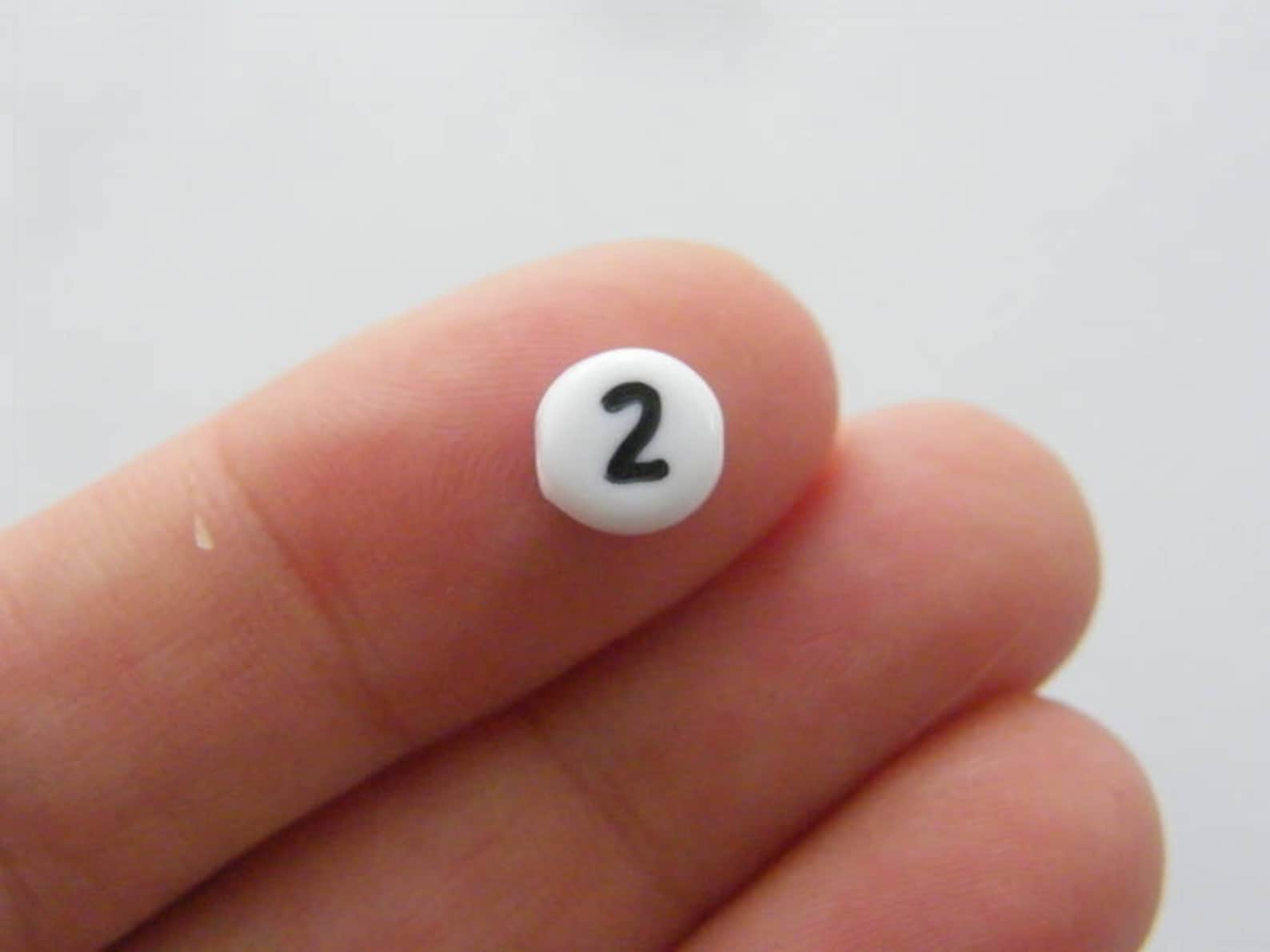 100 Number 2 Acrylic Round Number Beads White and Black SALE - Etsy