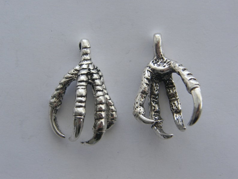 4 Bird Talon Charms Antique Silver Tone B104 - Etsy