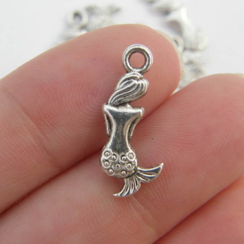 Silver Mermaid Charm - Etsy
