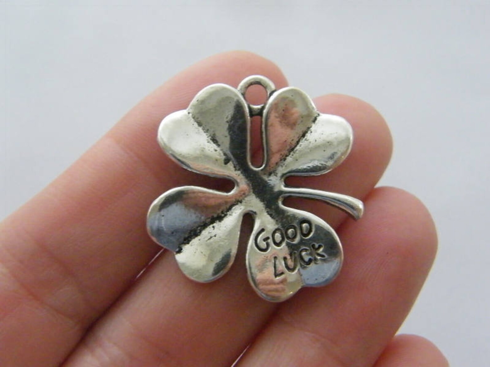 4 Four Leaf Clover Good Luck Charms Antique Silver Tone L289 - Etsy