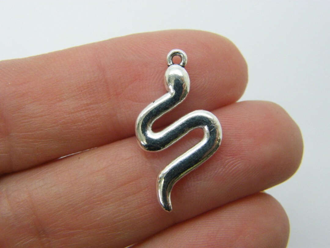 10 Snake Charms Pendants Antique Silver Tone A296 - Etsy