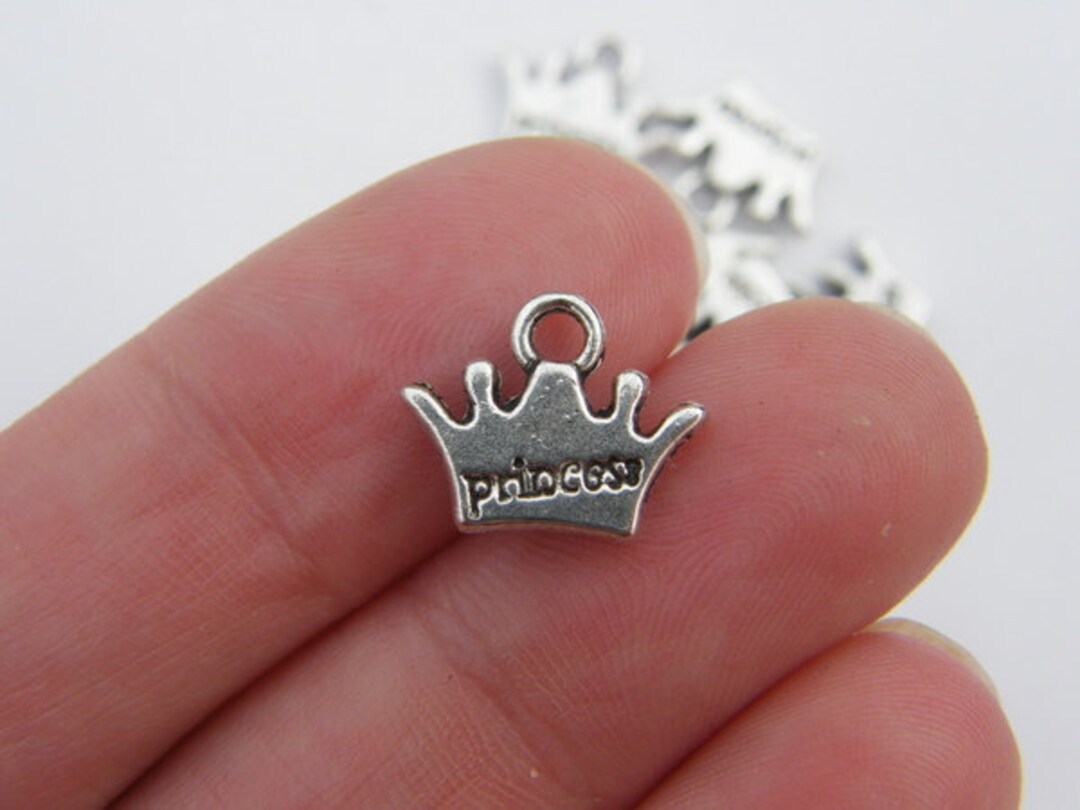20 Princess Crown Charms Antique Silver Tone CA36 - Etsy