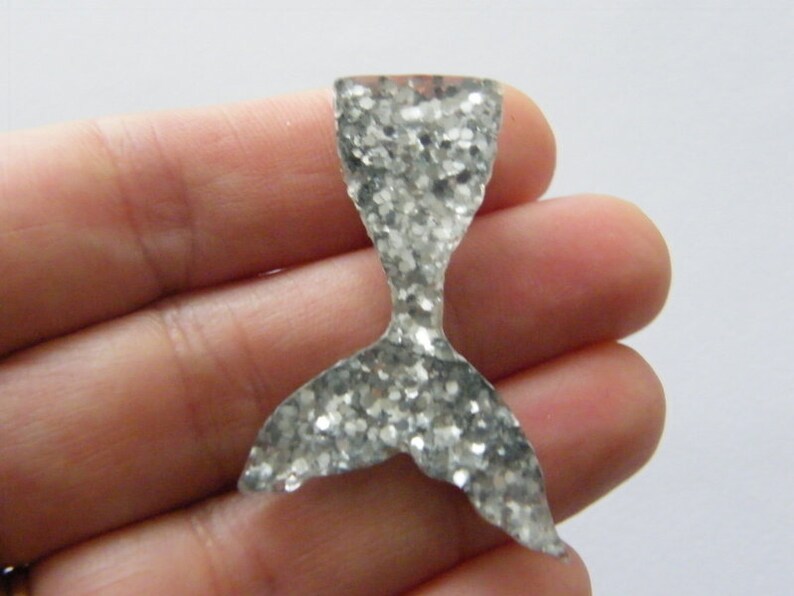 2 Silver Mermaid Tail Embellishment Resin SC105 - Etsy