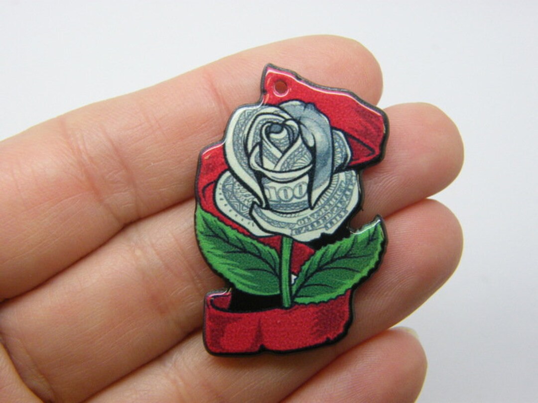 8 Money Dollar Bill Rose Pendants Red Green Acrylic M555 - Etsy