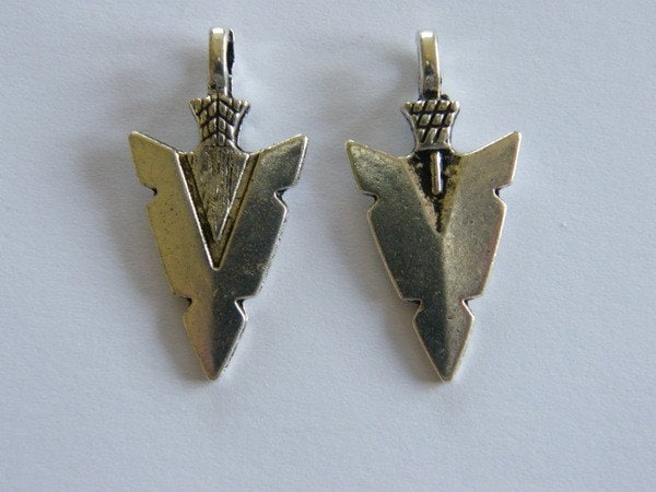 6 Arrow Head Pendants Antique Silver Tone G11 - Etsy