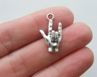 8 Hand I Love You Symbol Charms Antique Silver Tone M244 | Etsy